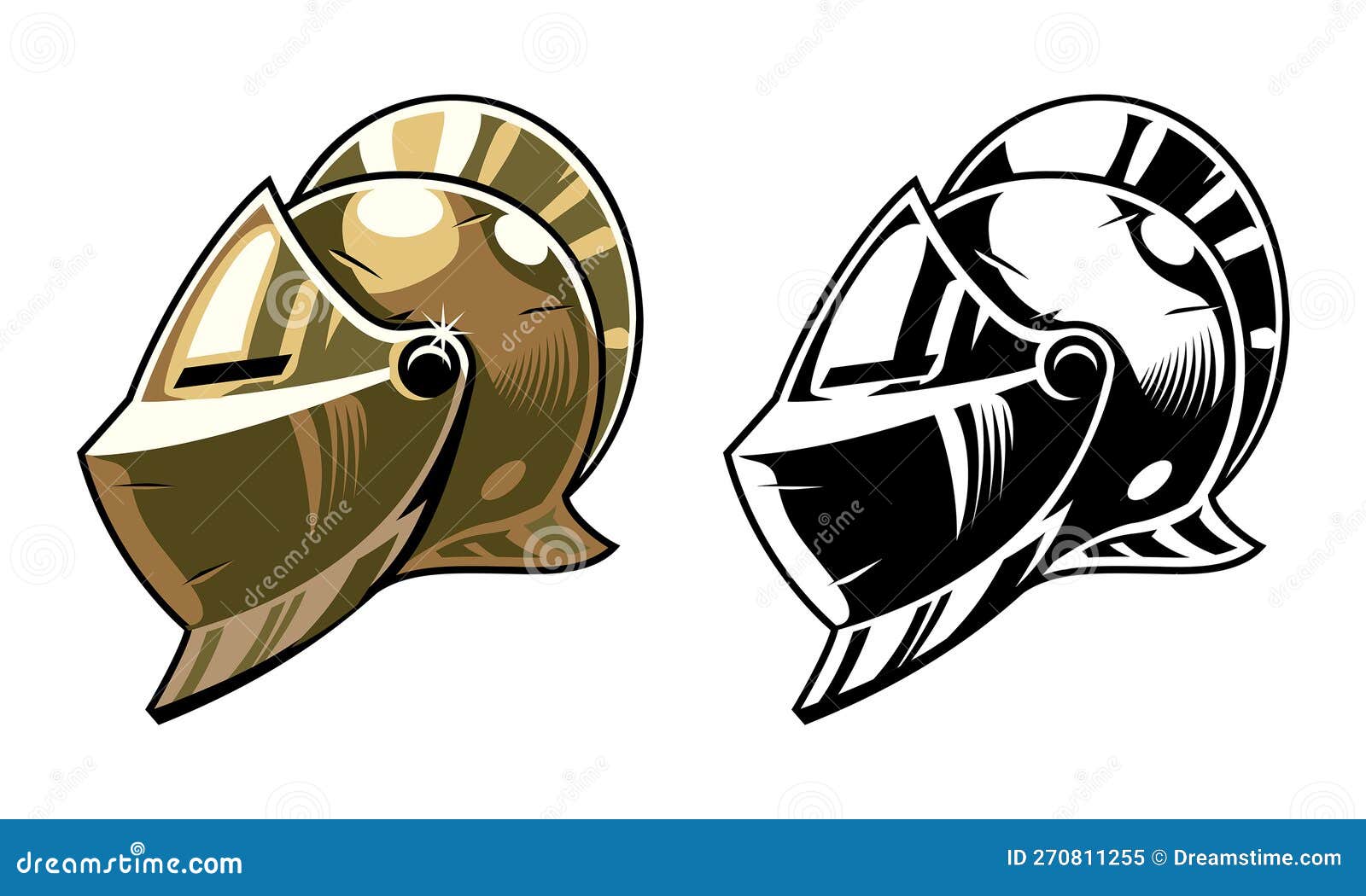 Hand Drawn Set of Knight Helmet Stock Vector - Illustration of heraldry ...