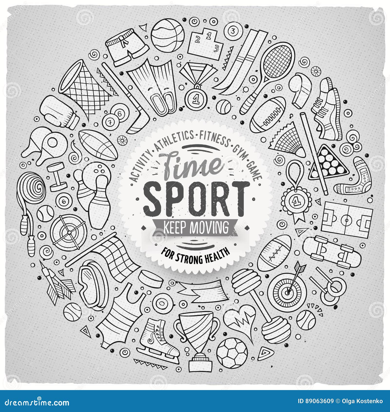 Vector Hand Drawn Set of Sport Cartoon Doodle Objects Stock Vector ...