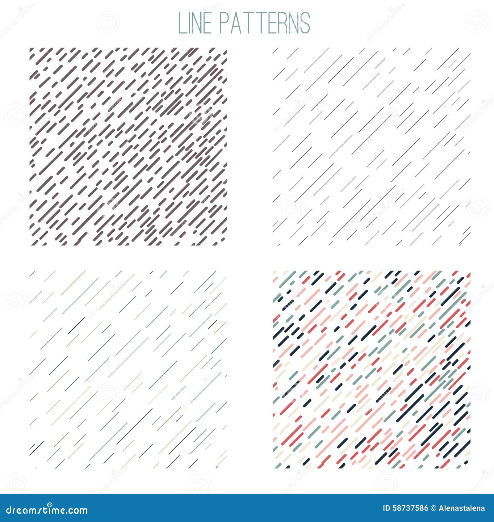 Vector Hand Drawn Set of Stylish Line Patterns. Stock Illustration ...