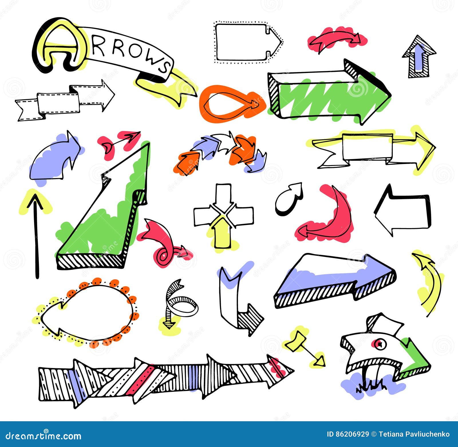 Vector hand drawn set on stock vector. Illustration of mark - 86206929