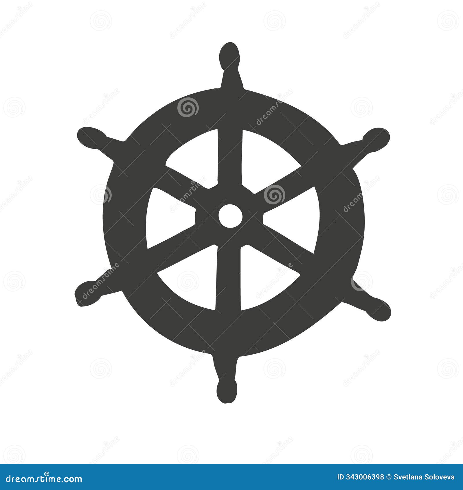 Vector Hand Drawn Ship Rudder Silhouette Stock Illustration ...
