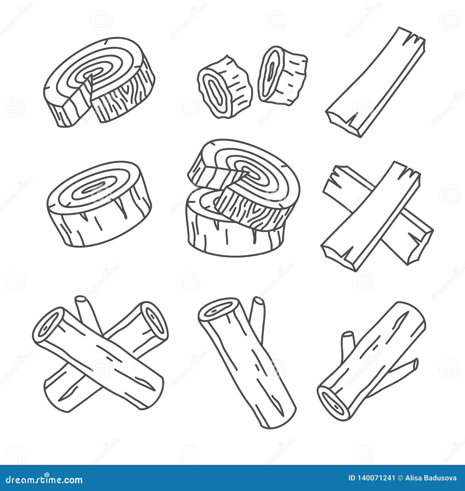 Vector Hand Drawn Sketch of Abstract Wood Texture Illustration on White ...