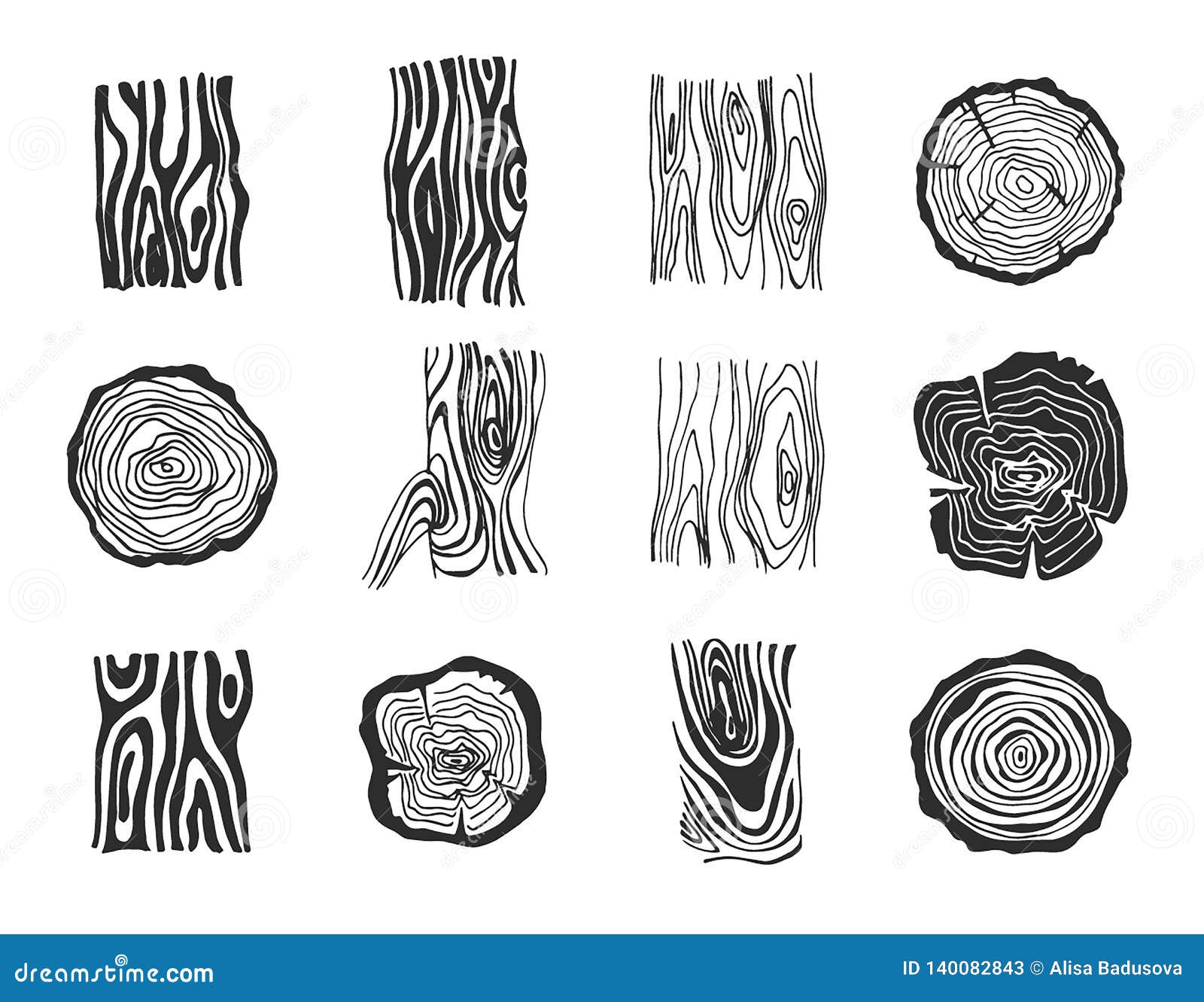 Vector Hand Drawn Sketch of Abstract Wood Texture Illustration on White ...