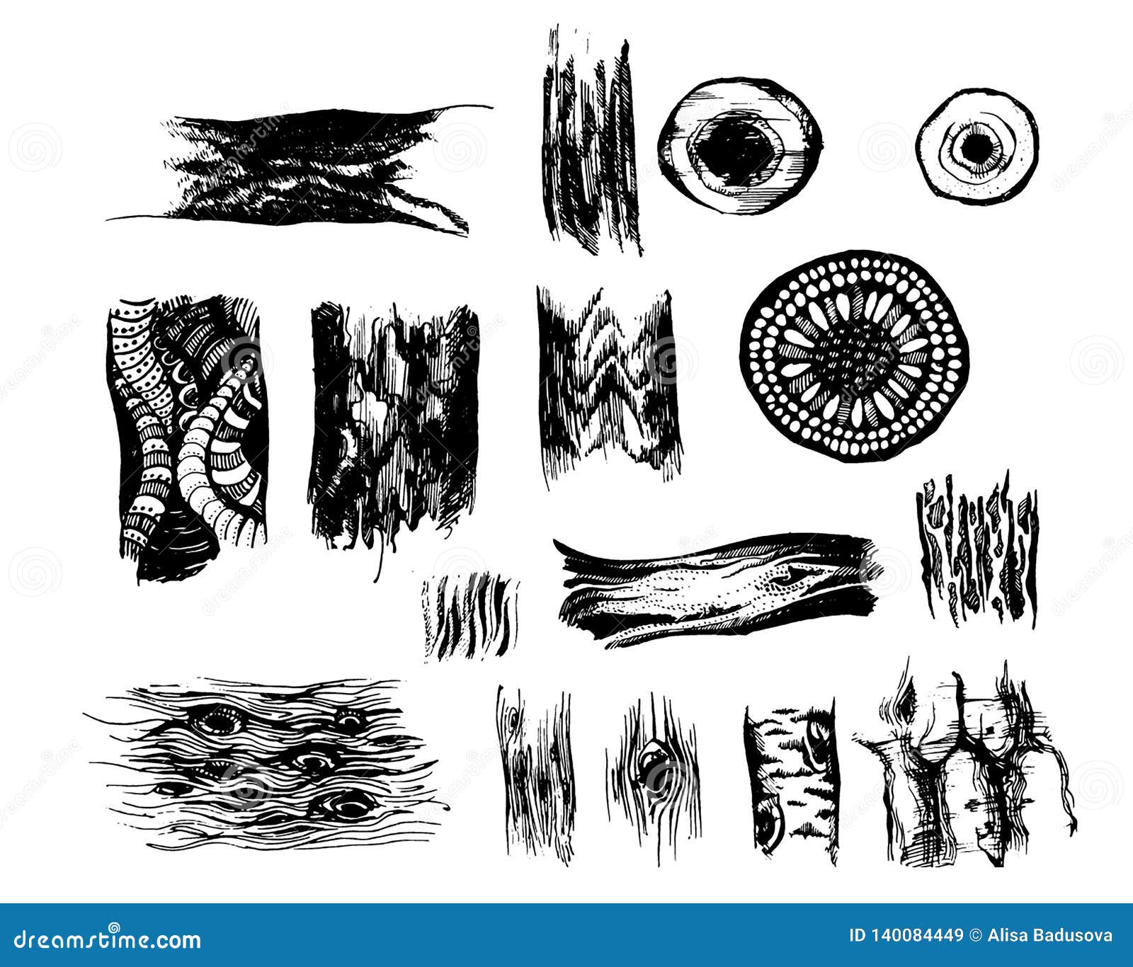 Vector Hand Drawn Sketch of Abstract Wood Texture Illustration on White ...