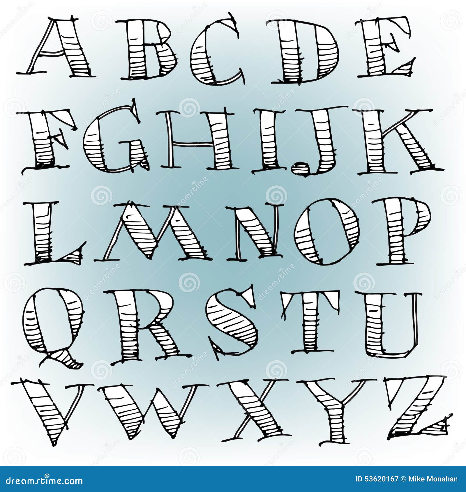 Vector Hand Drawn Sketch Alphabet Stock Vector - Illustration of font ...