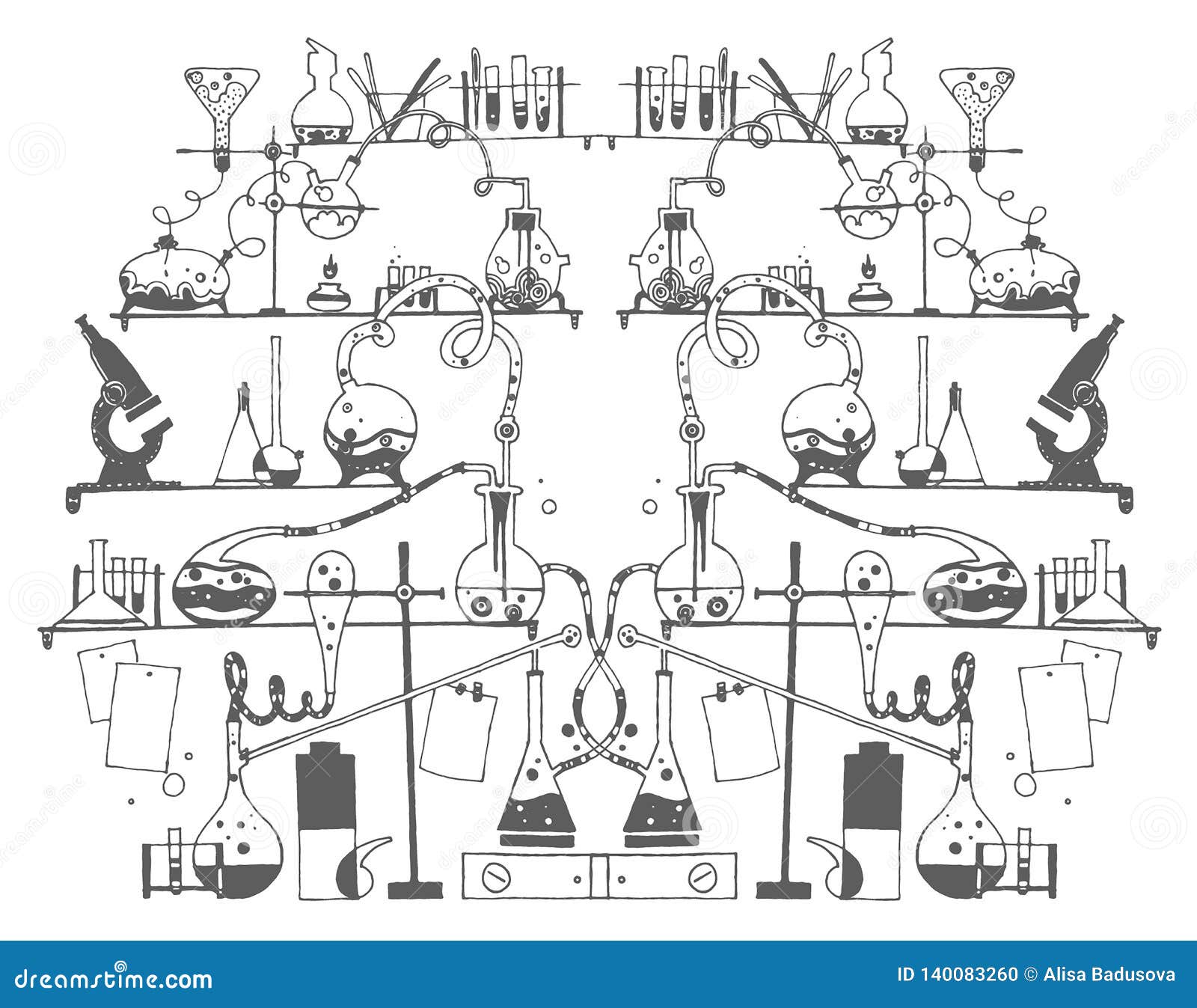 Vector Hand Drawn Sketch of Chemistry Illustration on White Background ...