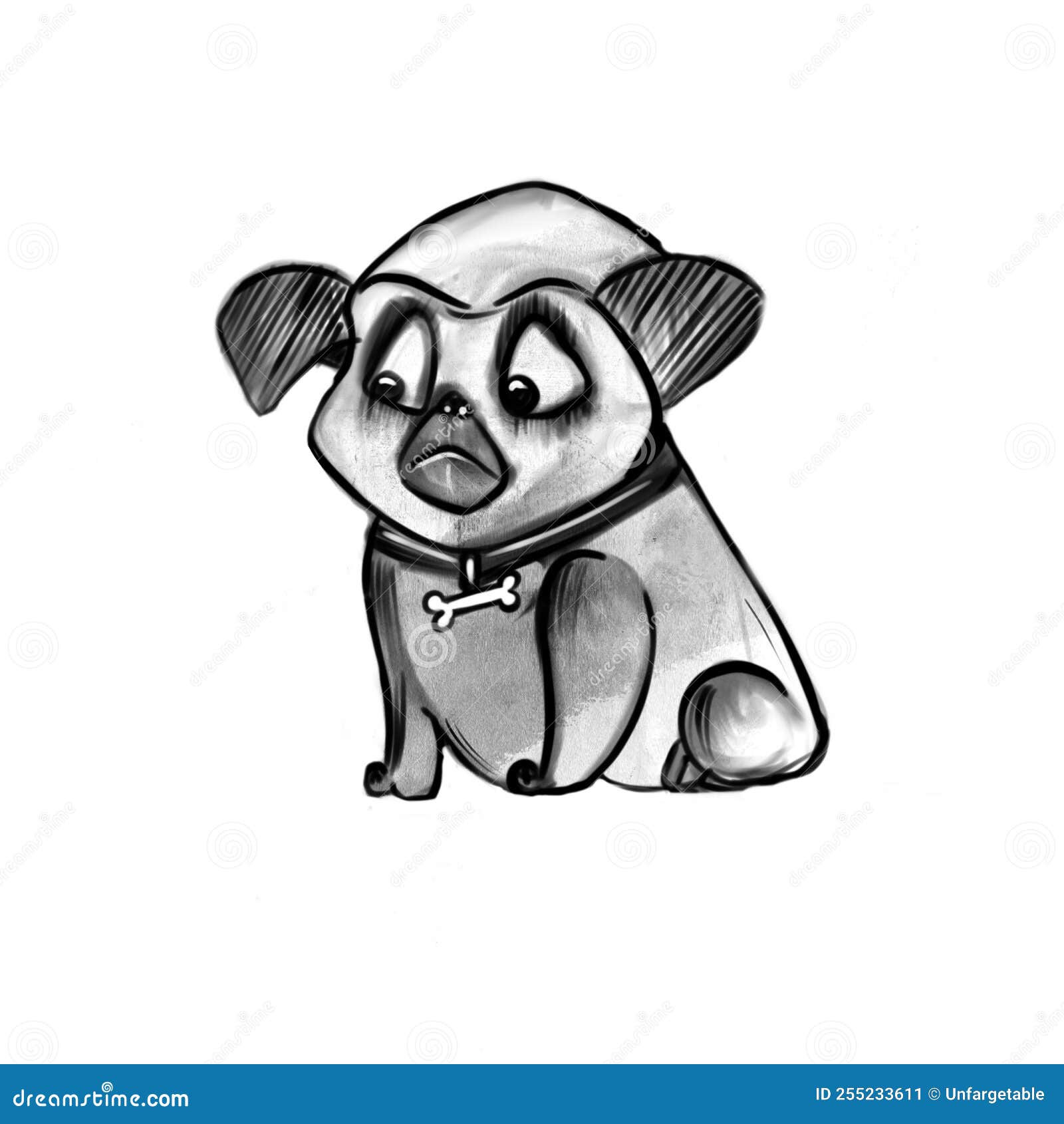 Vector Hand Drawn Sketch of a Dog that Sits and is Sad Stock Vector ...