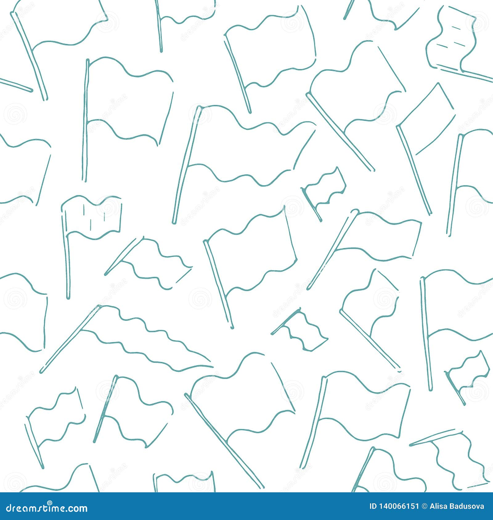 Vector Hand Drawn Sketch of Flag Seamless Pattern Illustration on White ...