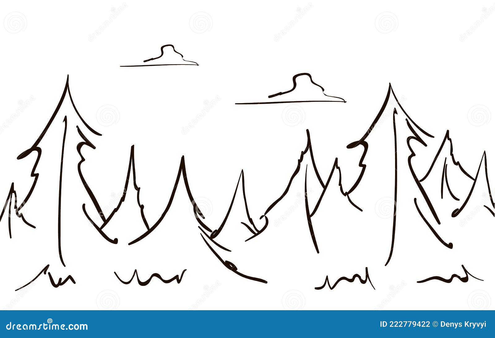 Sketch Forest For Map. Hand Drawn Trees Cartoon Vector | CartoonDealer ...