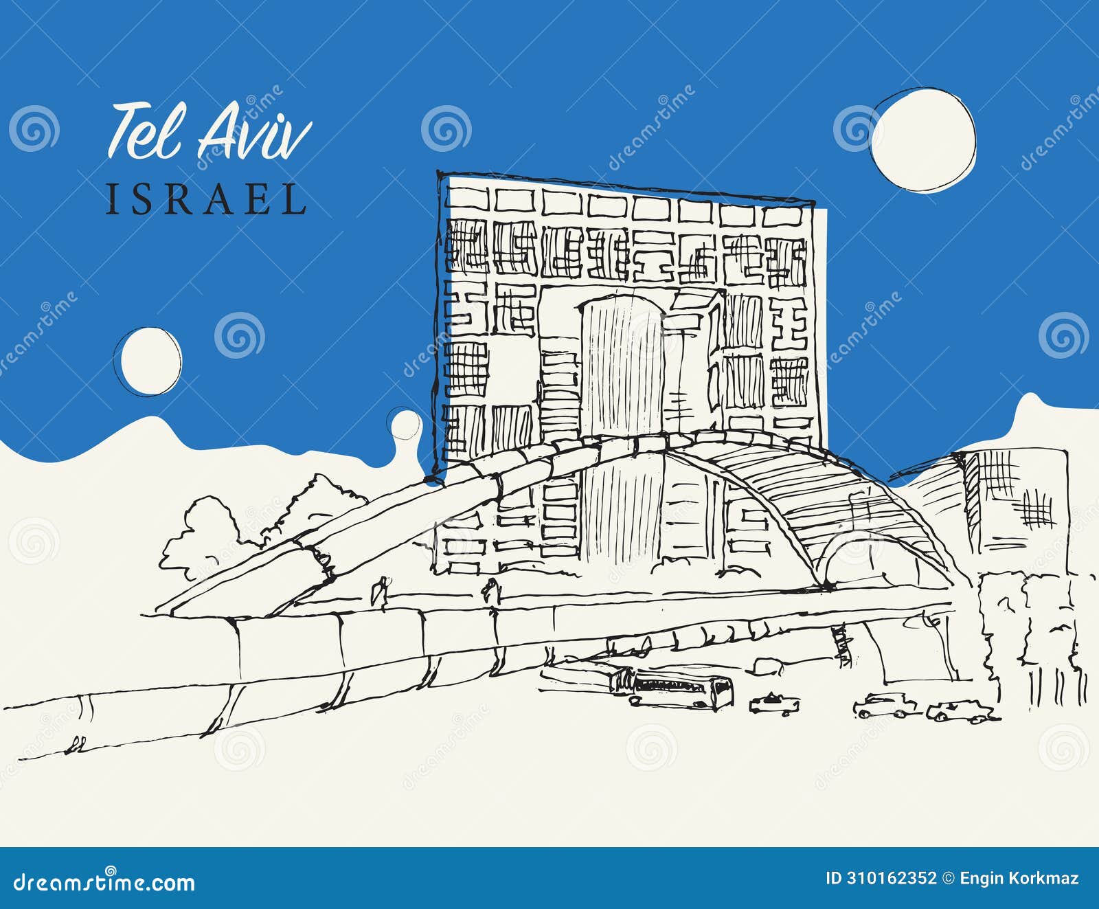 Drawing Sketch Illustration Of Tel Aviv, Israel | CartoonDealer.com ...