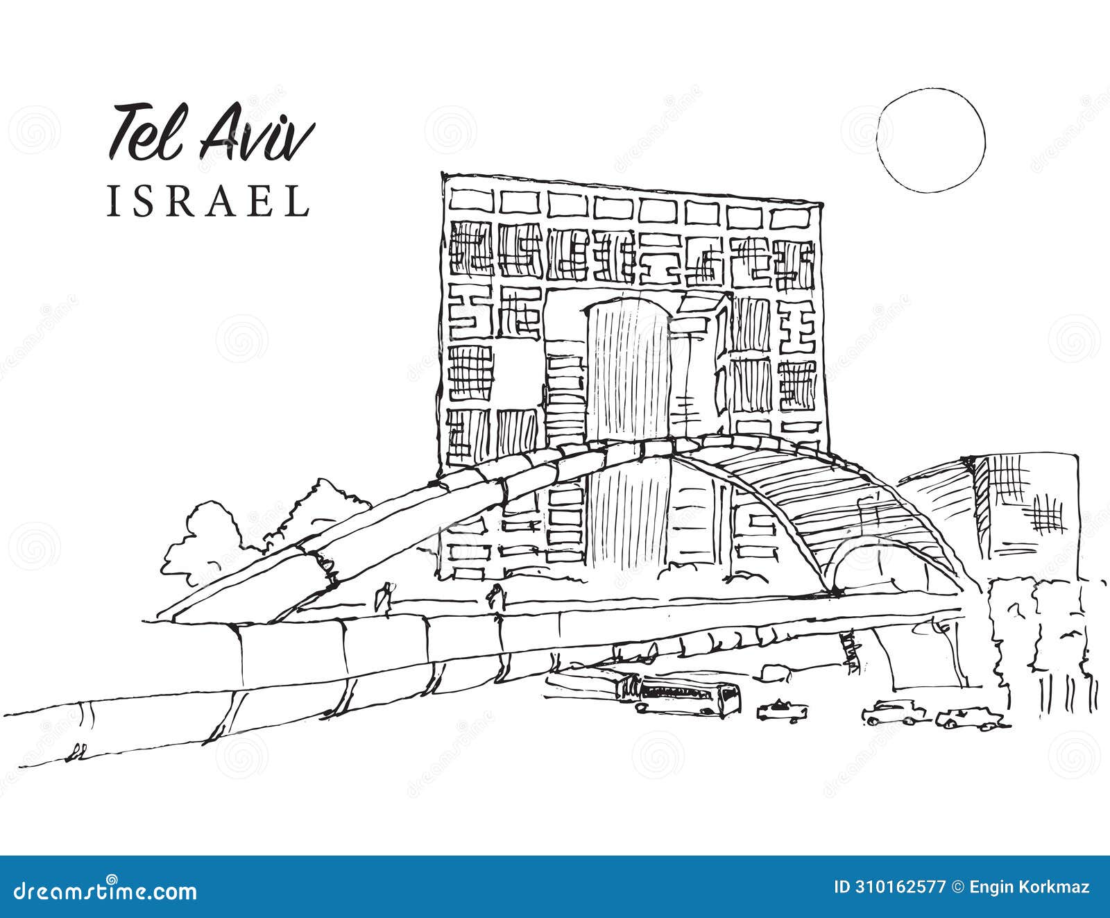Drawing Sketch Illustration of Tel Aviv, Israel Stock Vector ...