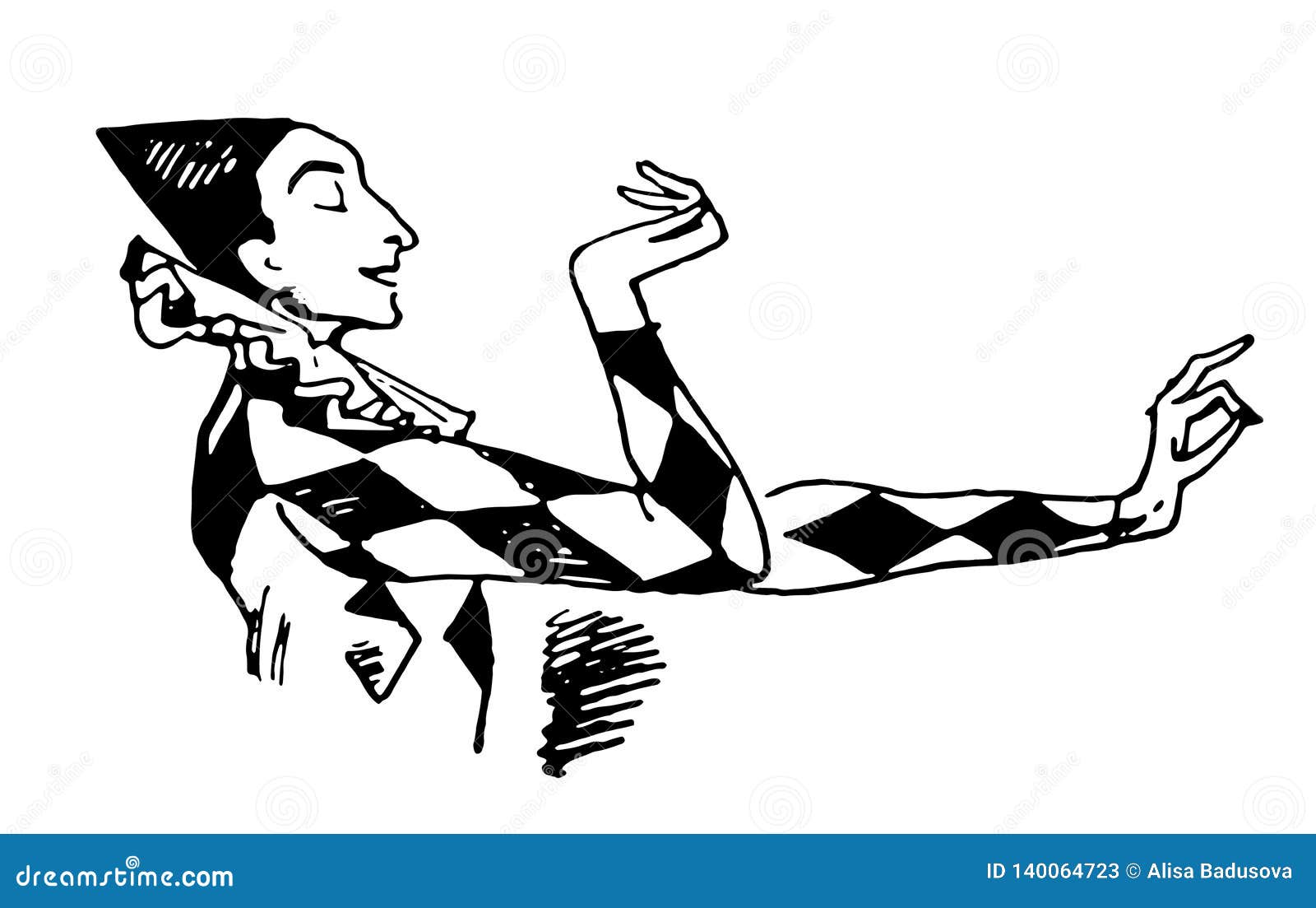 Vector Hand Drawn Sketch of Jester Illustration on White Background ...