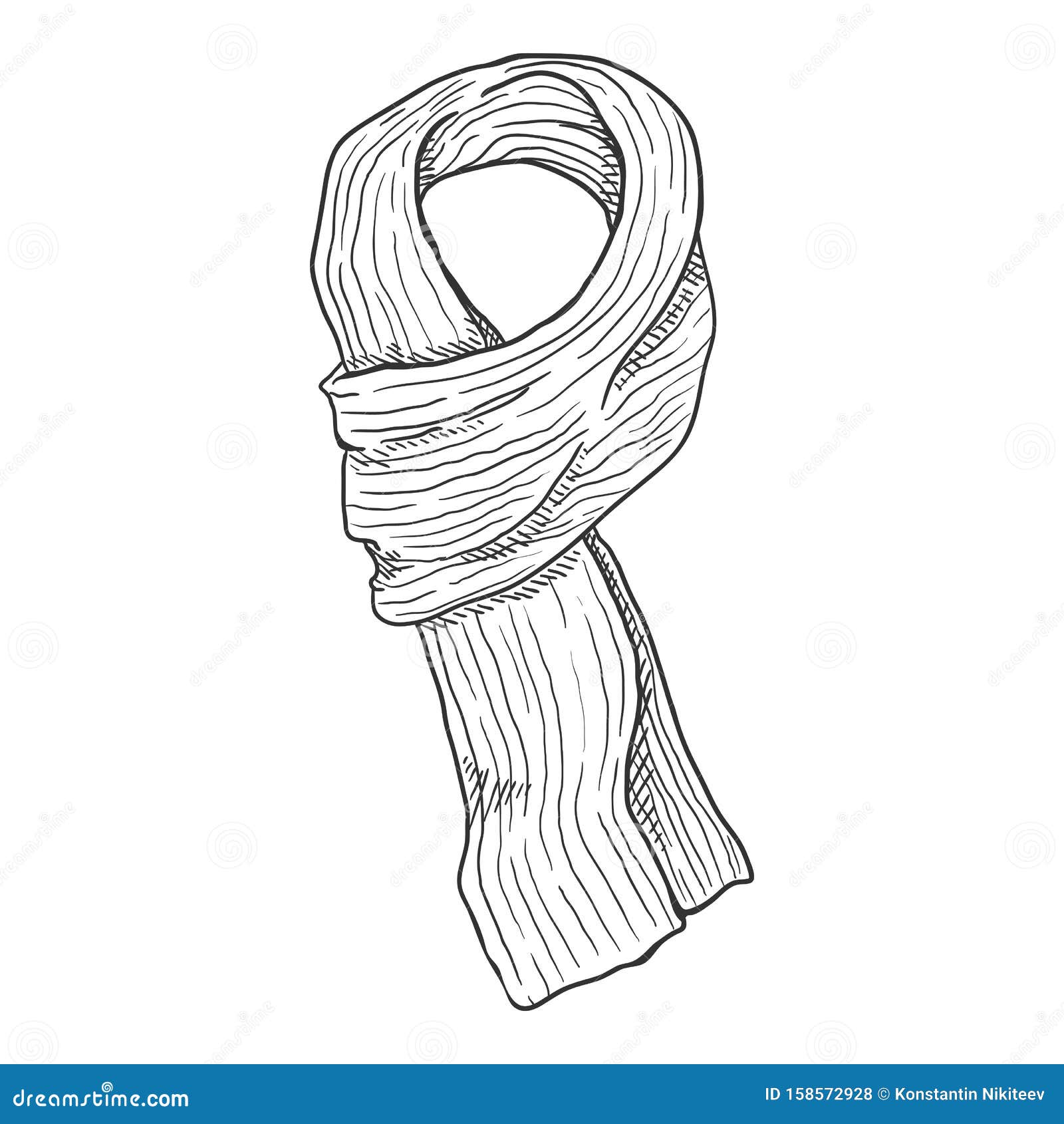 Vector Sketch Knitted Scarf Stock Vector - Illustration of casual, line ...