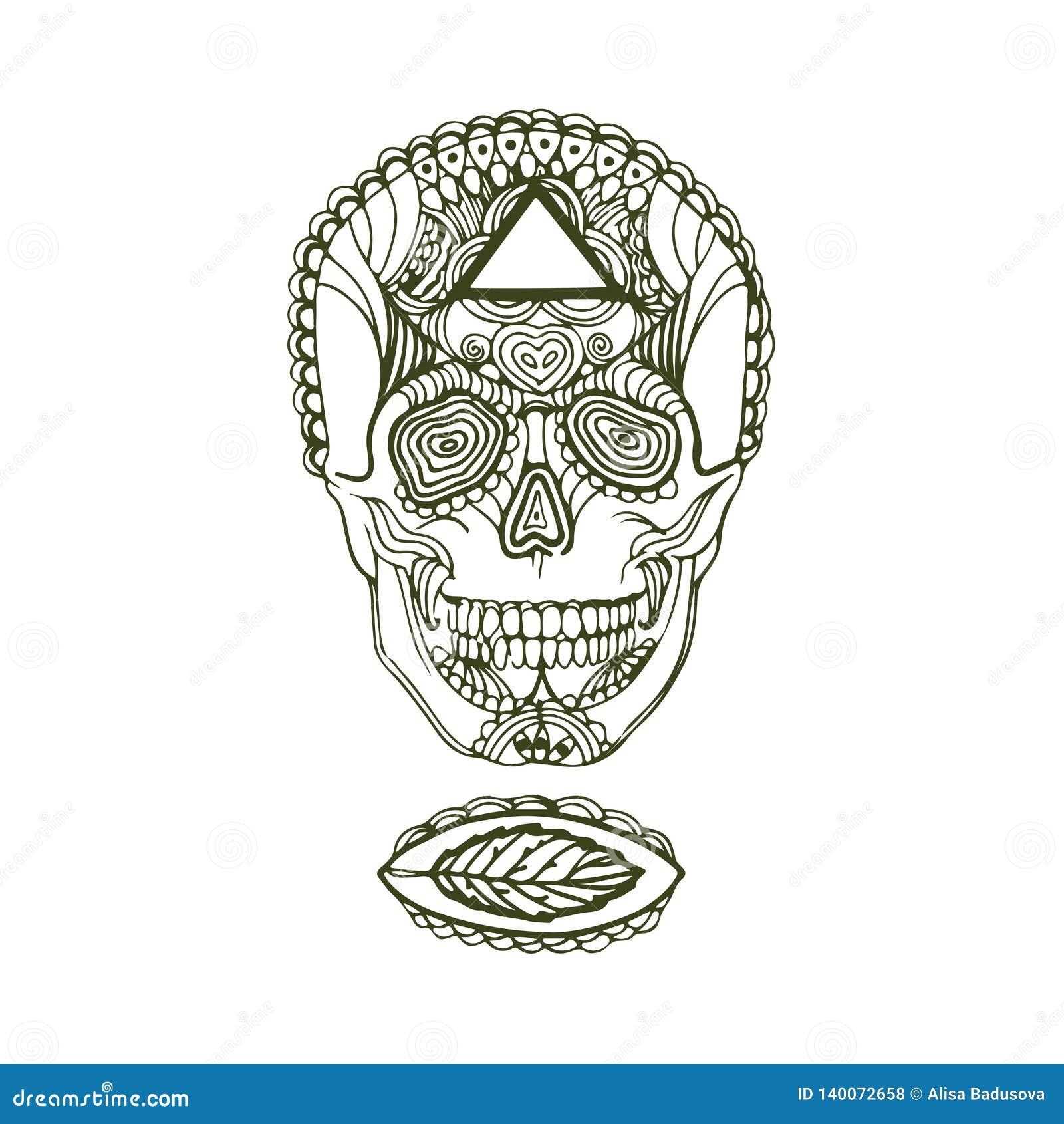 Vector Hand Drawn Sketch of Scull Illustration on White Background ...