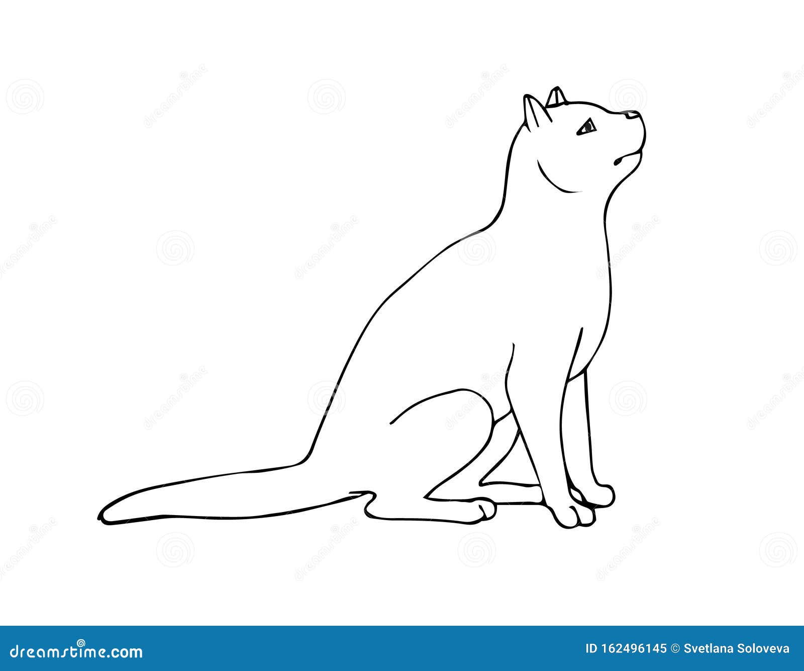 Vector Hand Drawn Sketch Sitting Cat Stock Vector - Illustration of ...