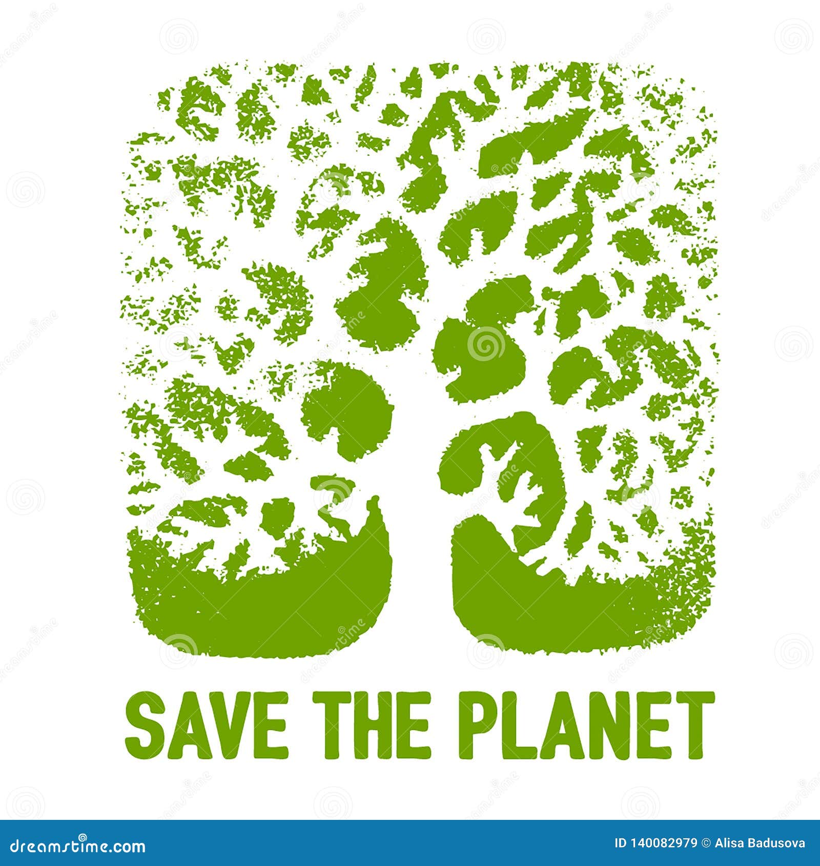 Vector Hand Drawn Sketch of Tree Saving Concept Illustration on White ...