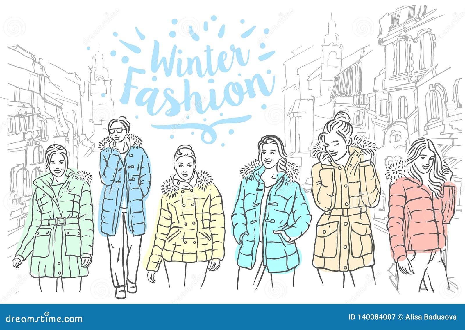 Vector Hand Drawn Sketch Of Winter Jackets Illustration On White