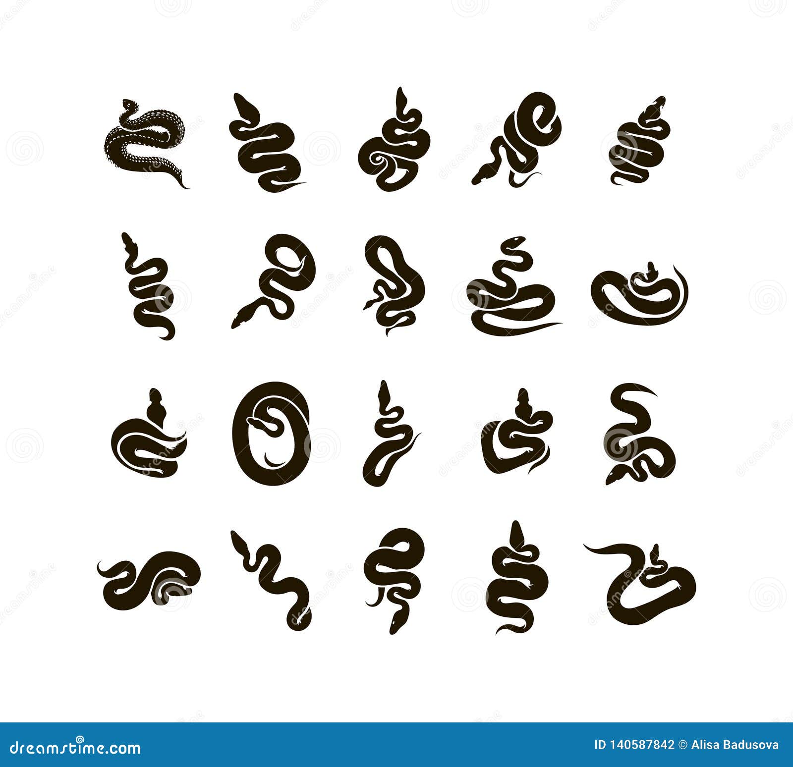 Vector Hand Drawn Snake Sign Symbol Illustration on White Background ...
