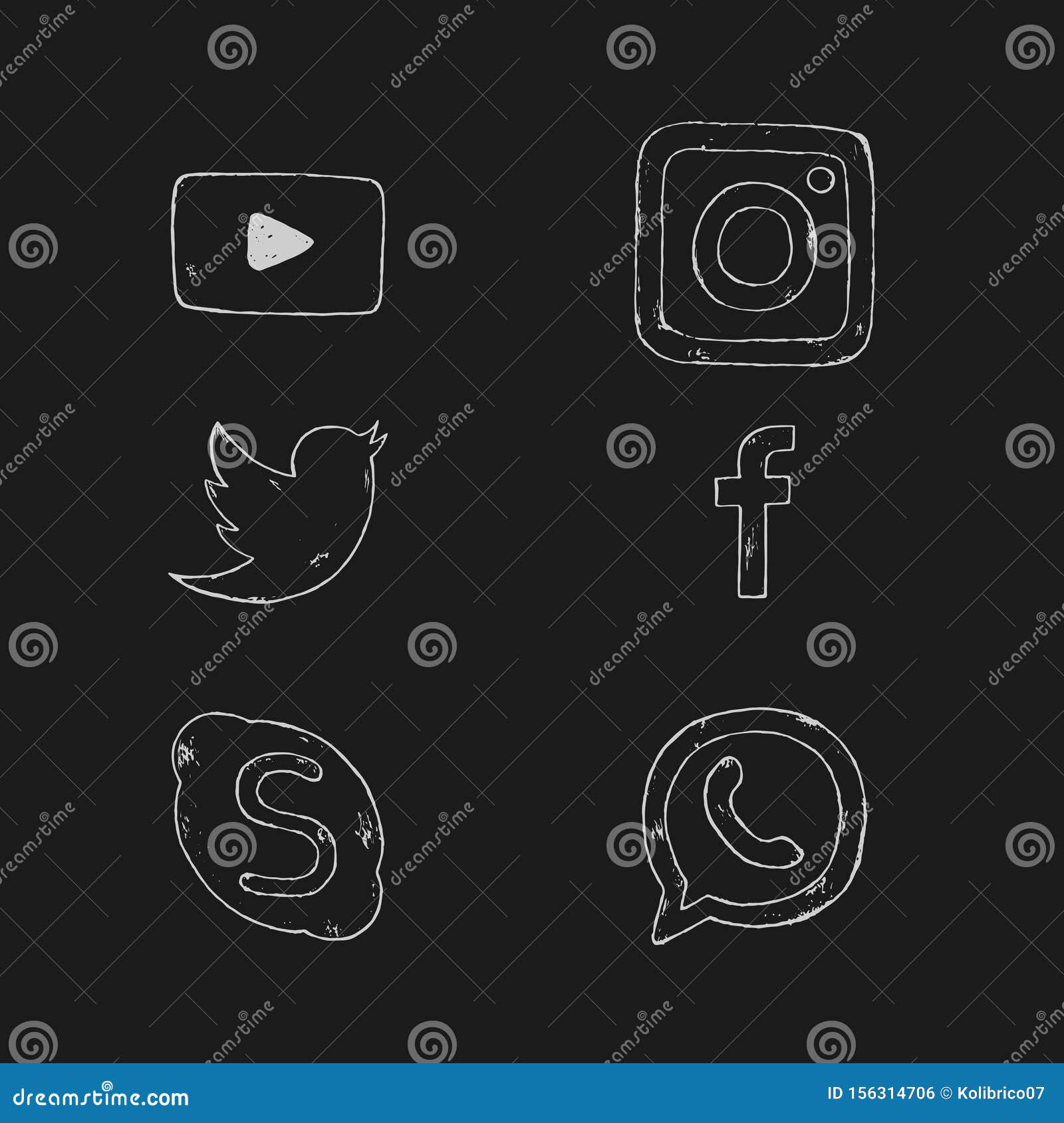 Vector Hand Drawn Social Media Icons. Vector Chalk Social Media ... Vector Hand Drawn Social Media Icons. Vector Chalk Social Media ...