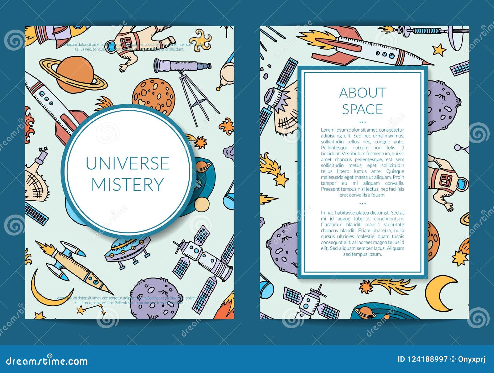 Vector Hand Drawn Space Science Elements Card Stock Vector ...