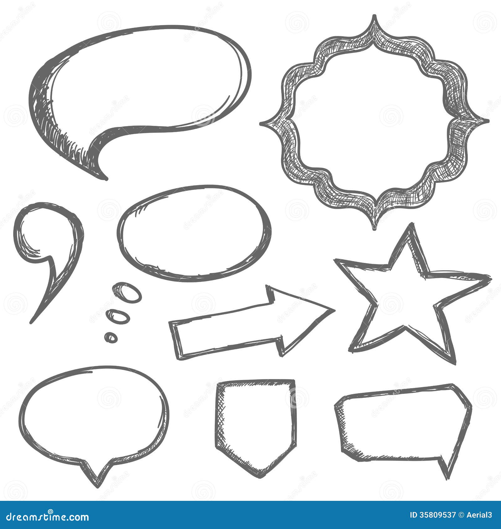 Vector Hand Drawn Speech Bubbles Stock Illustration - Illustration of ...