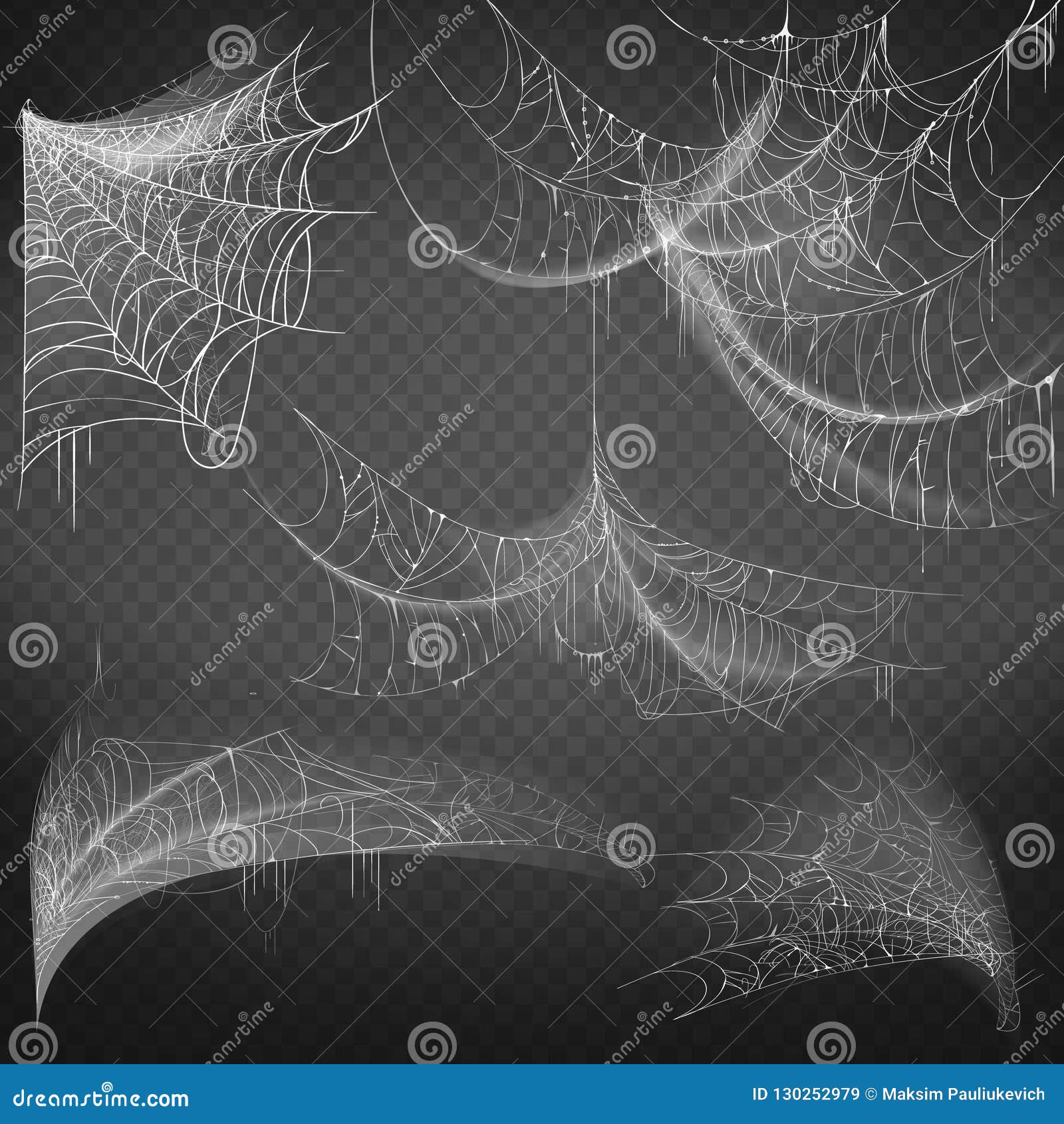 Vector Hand Drawn Spiderweb, White Spooky Cobweb Stock Vector ...