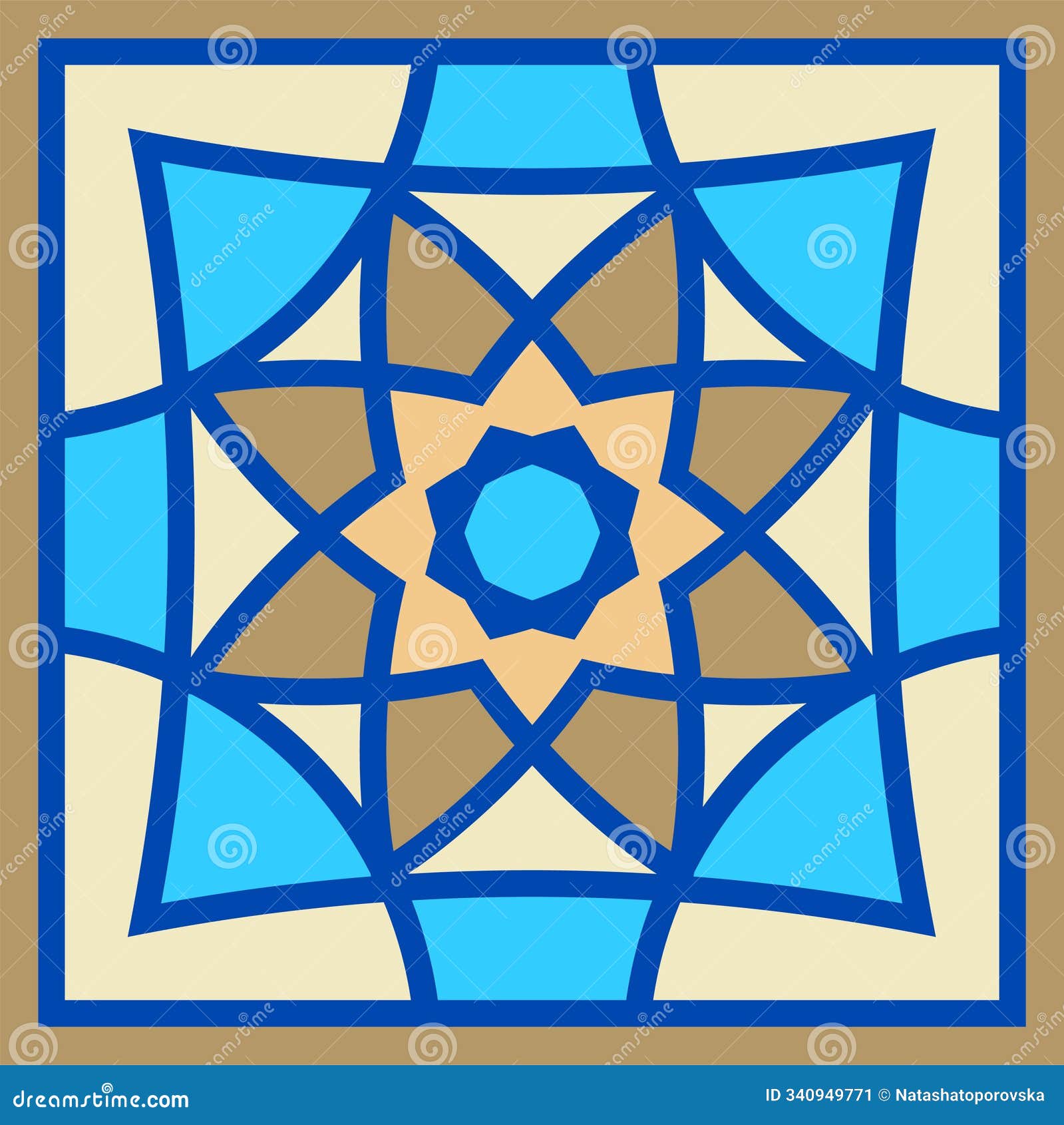 Vector Hand Drawn of Square Ceramic Tile. Ornate Geometric Pattern ...