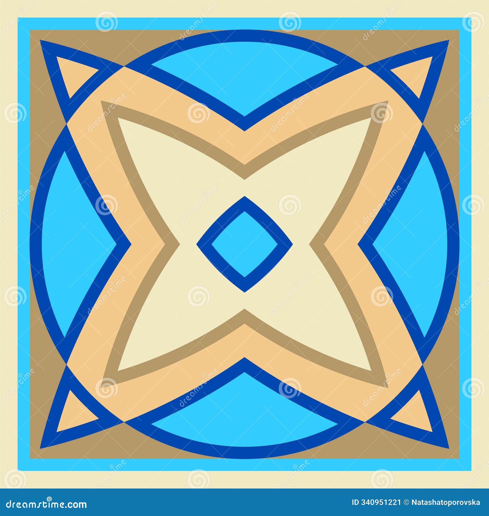 Vector Hand Drawn of Square Ceramic Tile. Ornate Geometric Pattern ...