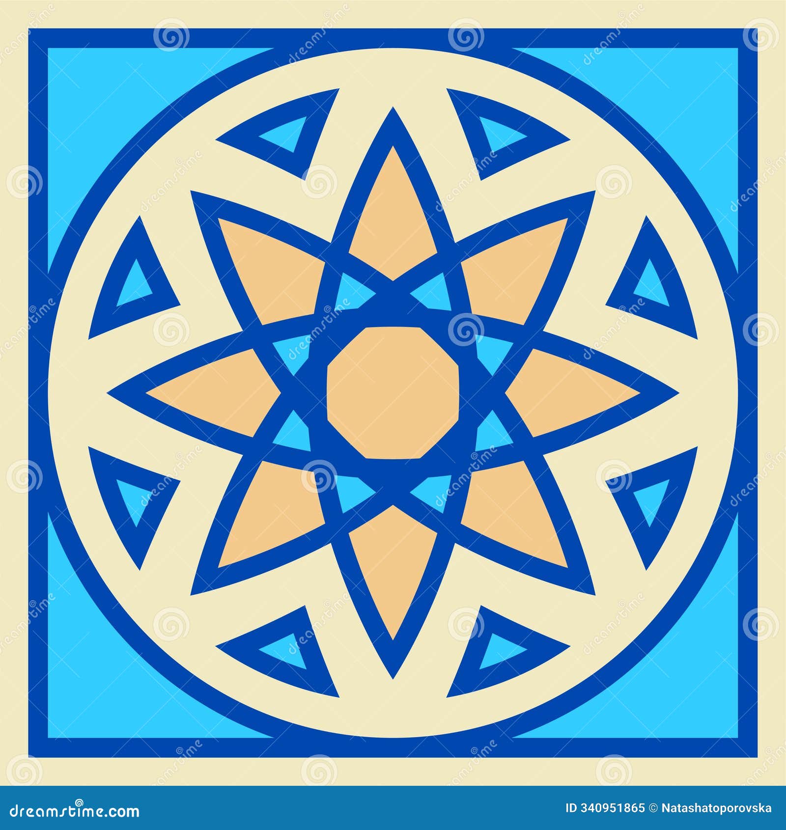 Vector Hand Drawn of Square Ceramic Tile. Ornate Geometric Pattern ...