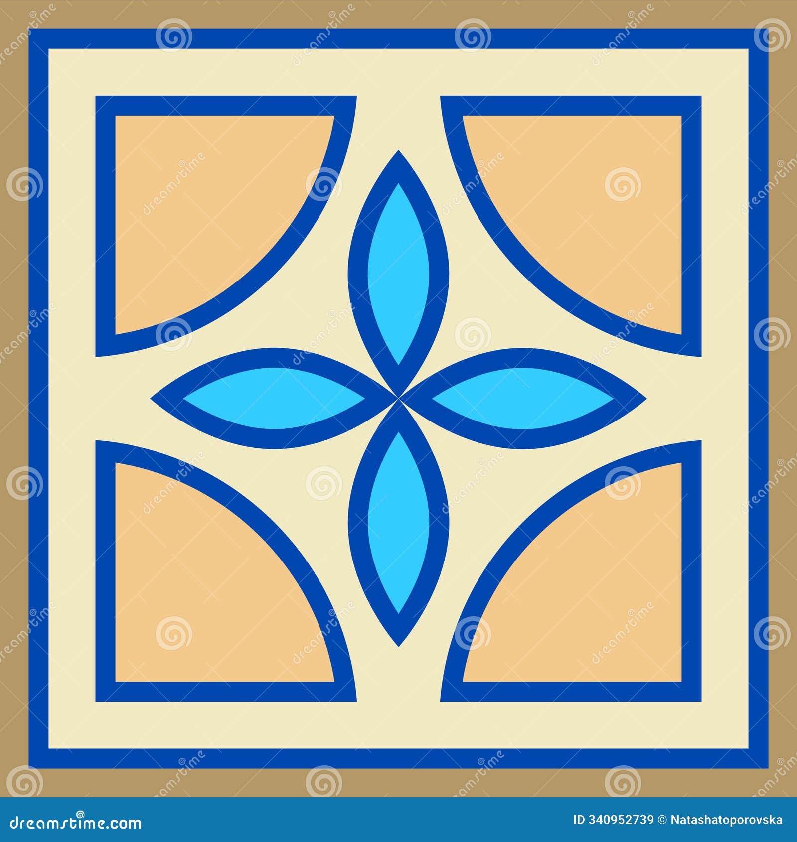 Vector Hand Drawn of Square Ceramic Tile. Ornate Geometric Pattern ...
