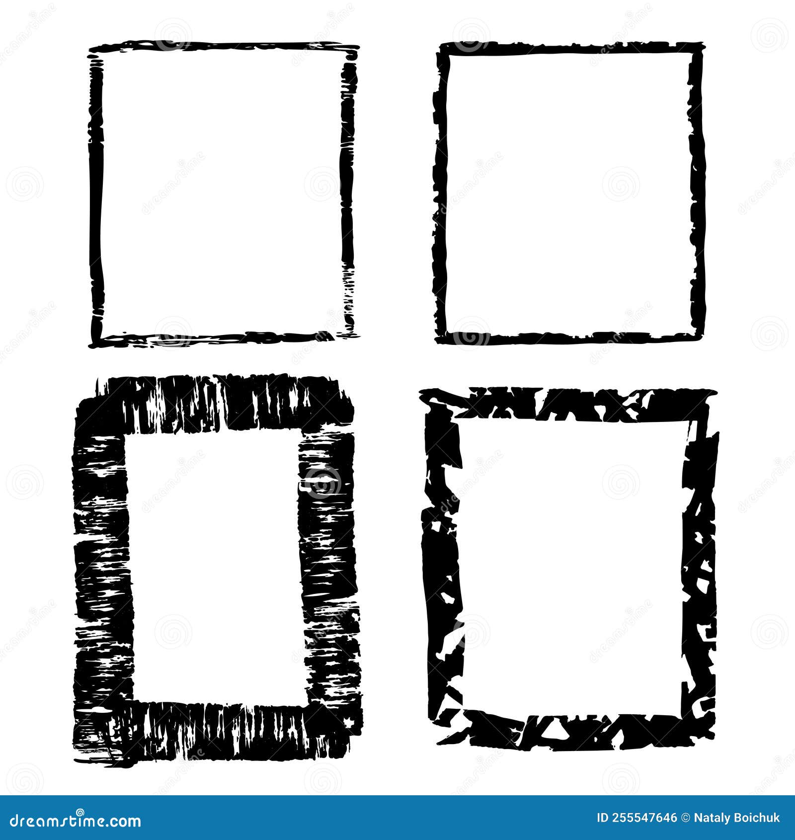 Vector Hand Drawn Squares, Blank Drawing Frames Isolated on White ...