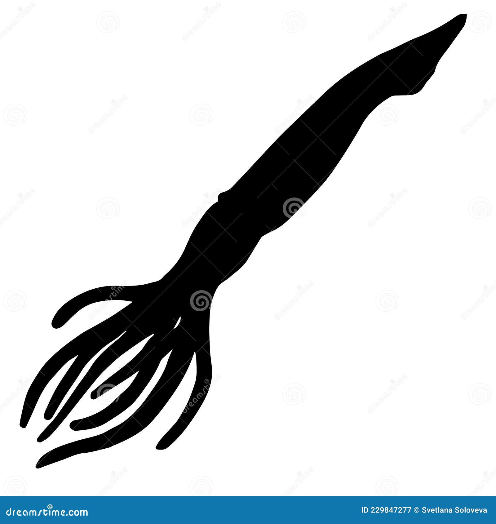 Squid Silhouette, Squid Clipart, Squid Octopus Silhouette, Squid Vector ...
