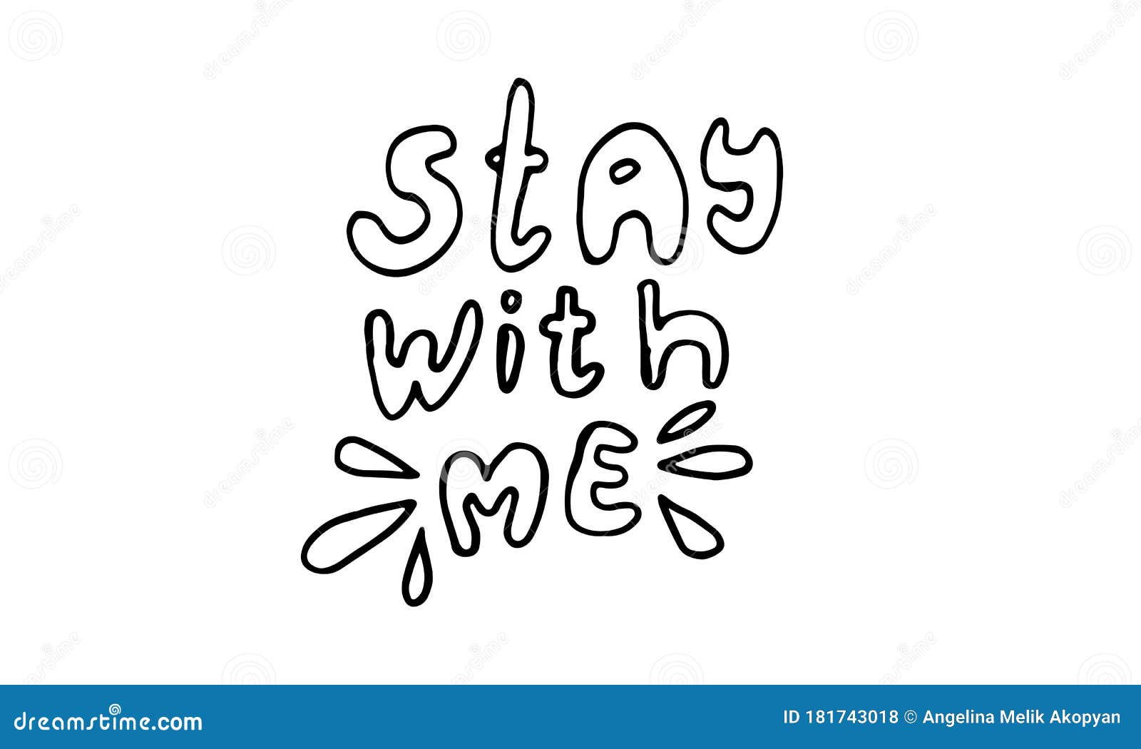 Vector Hand Drawn Stay with Me Lettering Text Stock Vector ...