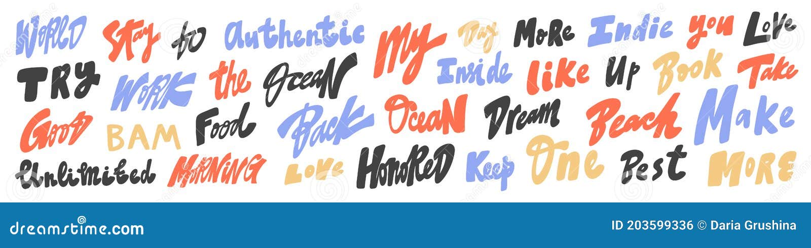 Vector Hand Drawn Sticker Logo Words Set Collection. Stock Vector ...