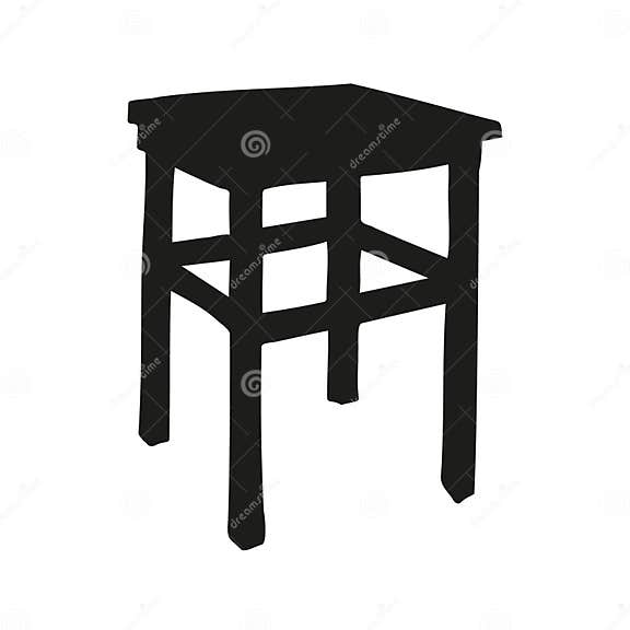 Vector Hand Drawn Stool Silhouette Stock Illustration - Illustration of ...