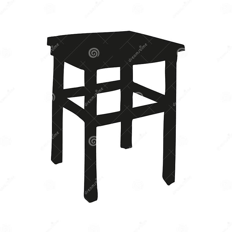 Vector Hand Drawn Stool Silhouette Stock Illustration - Illustration of ...
