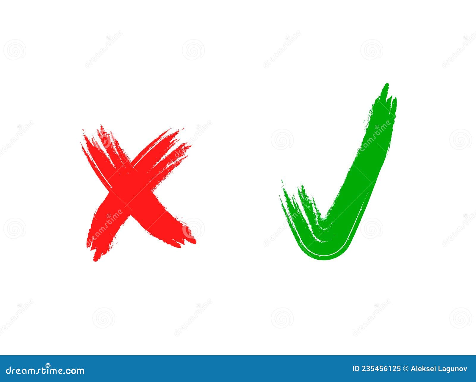 Vector Hand Drawn Style Check and Cross Marks. Stock Vector ...