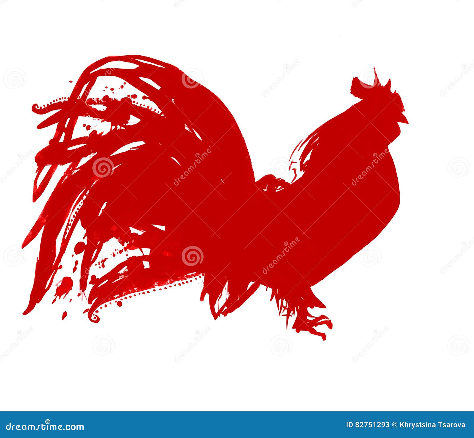 Vector Hand Drawn Style Illustration. Roughed Red Rooster Stock Vector ...