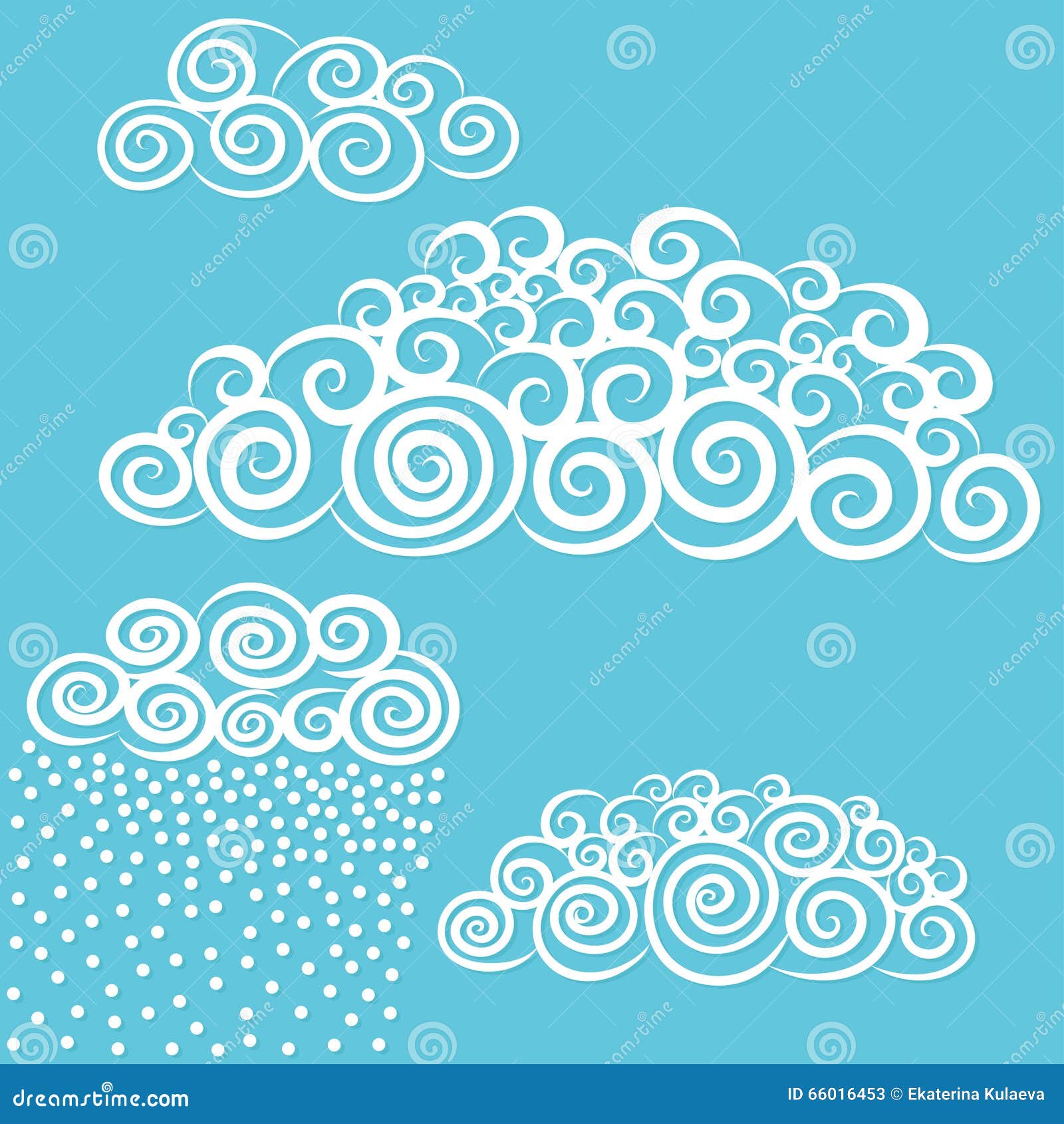 Vector Hand-drawn Stylize Cute Curly Clouds. Stock Vector - Illustration of wallpaper ...