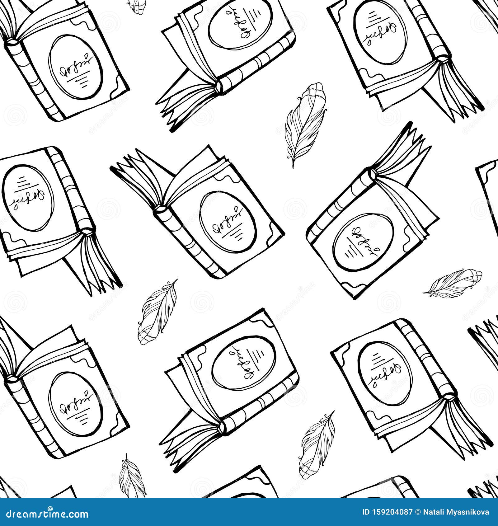 Vector Hand Drawn Theatre Library Elements Pattern or Background ...