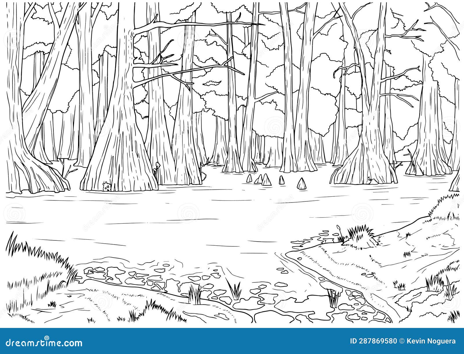 Vector Hand Drawn Tree Dwellers in Swamp Outline Illustration Stock ...
