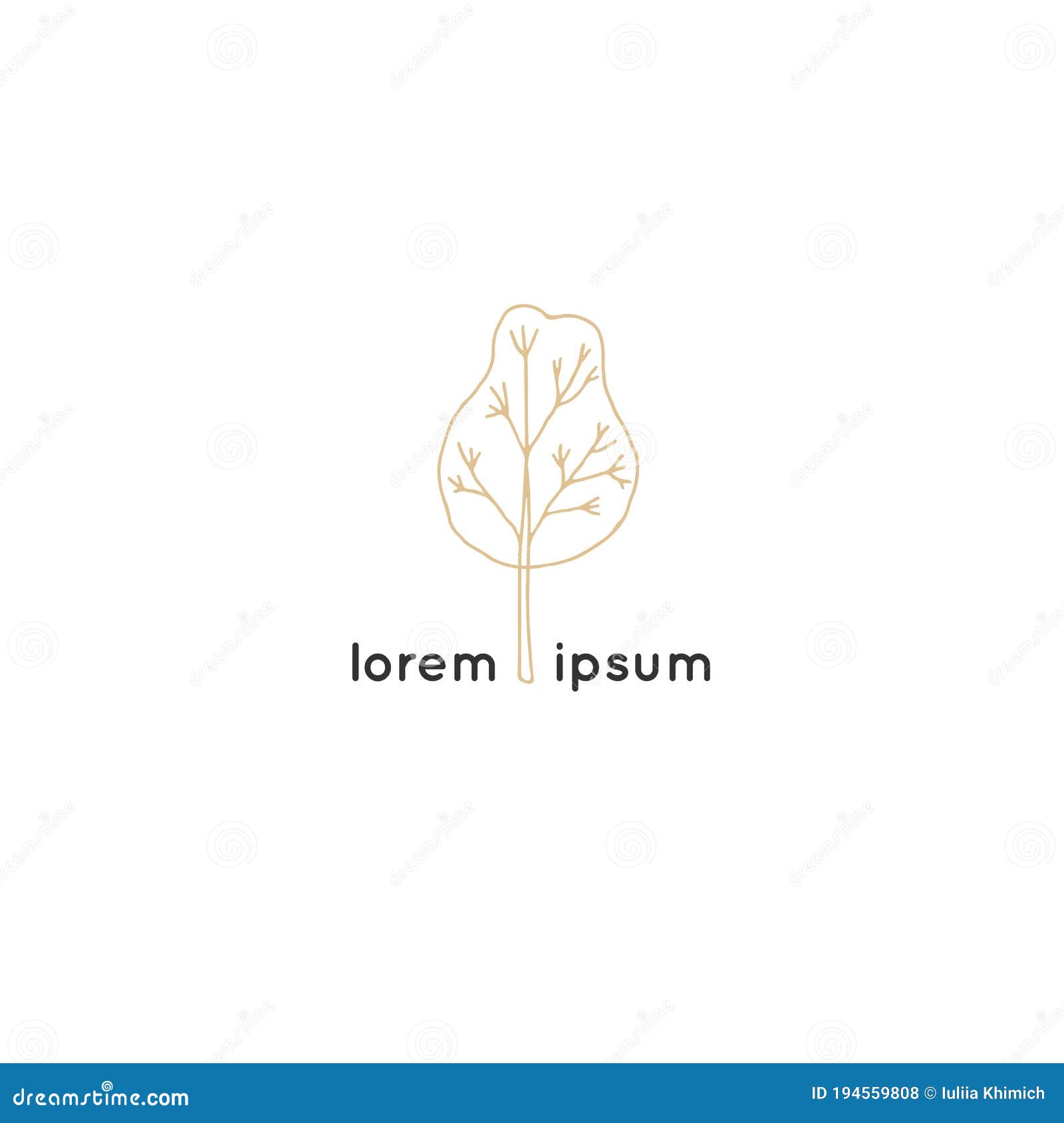 Vector Hand Drawn Tree. Simple Minimalistic Logo Template Stock Vector ...