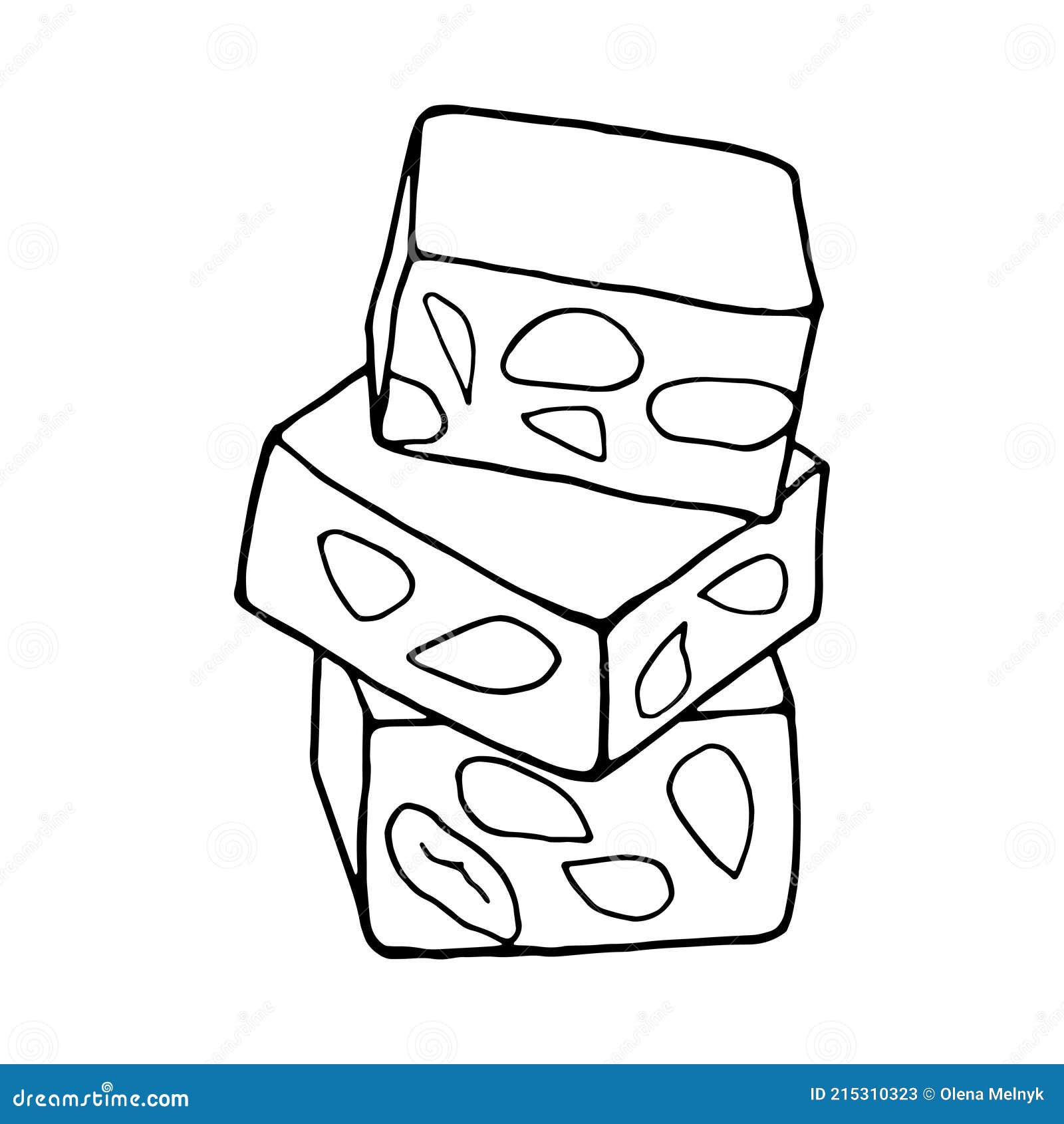 Vector Hand-drawn Turron. Spanish Dessert. Design Sketch Element for ...