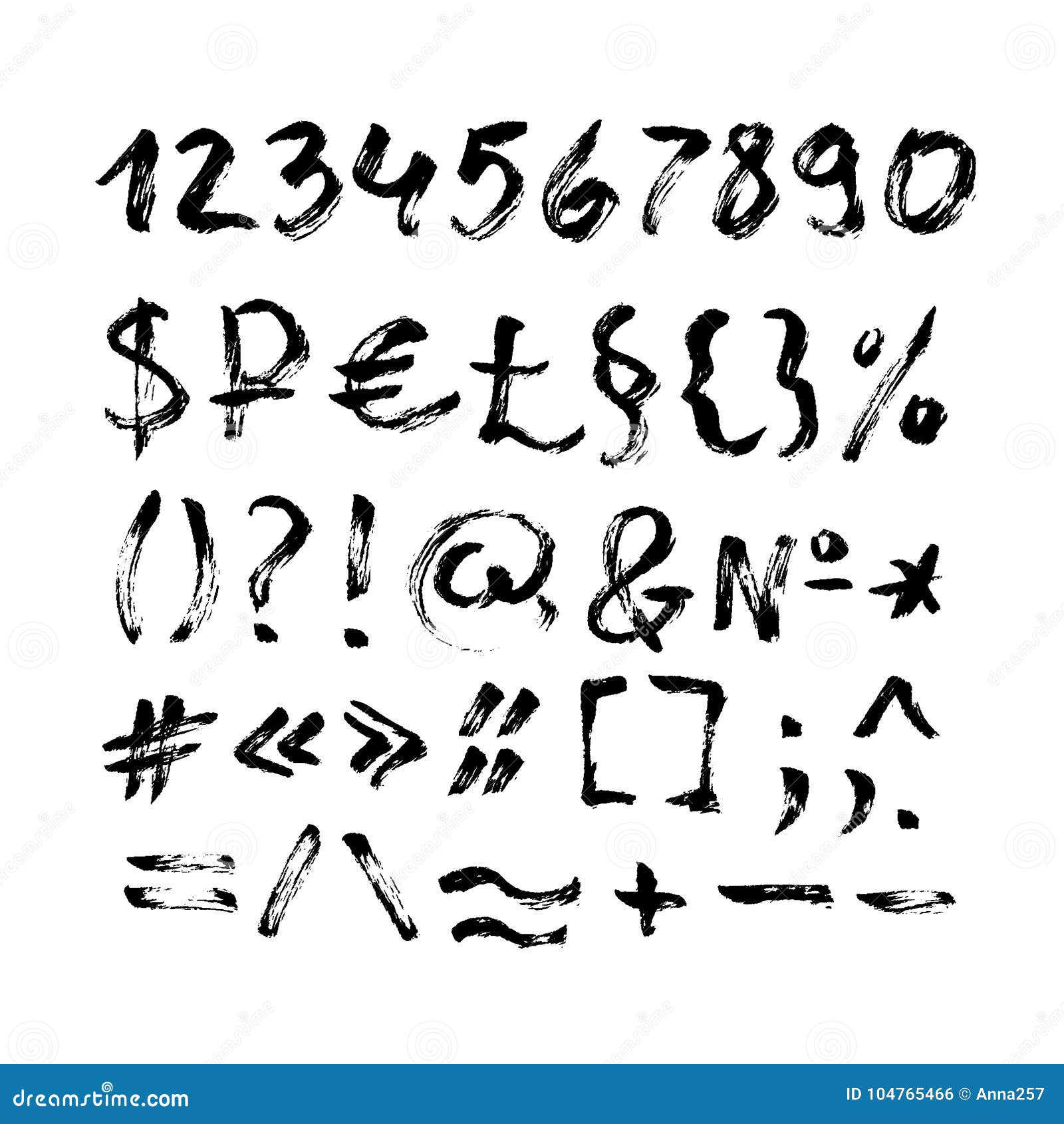 Typographic Characters And Symbols In Calligraphy Brush Vector ...