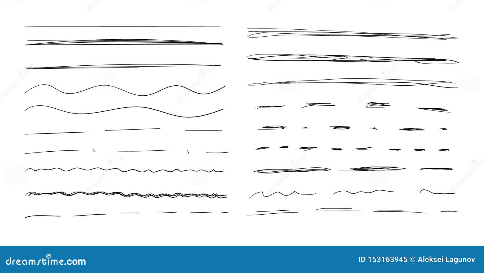 Vector Hand Drawn Underline Strokes Set Isolated On White Background ...