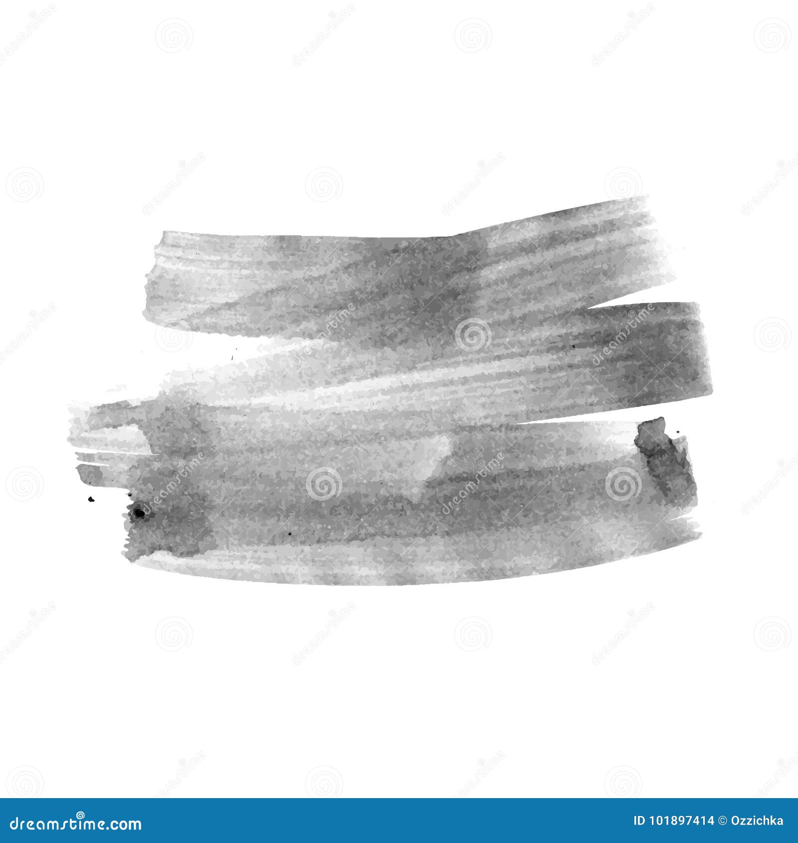 Vector Hand Drawn Watercolor Brush Stain. Grayscale Painted Stroke ...