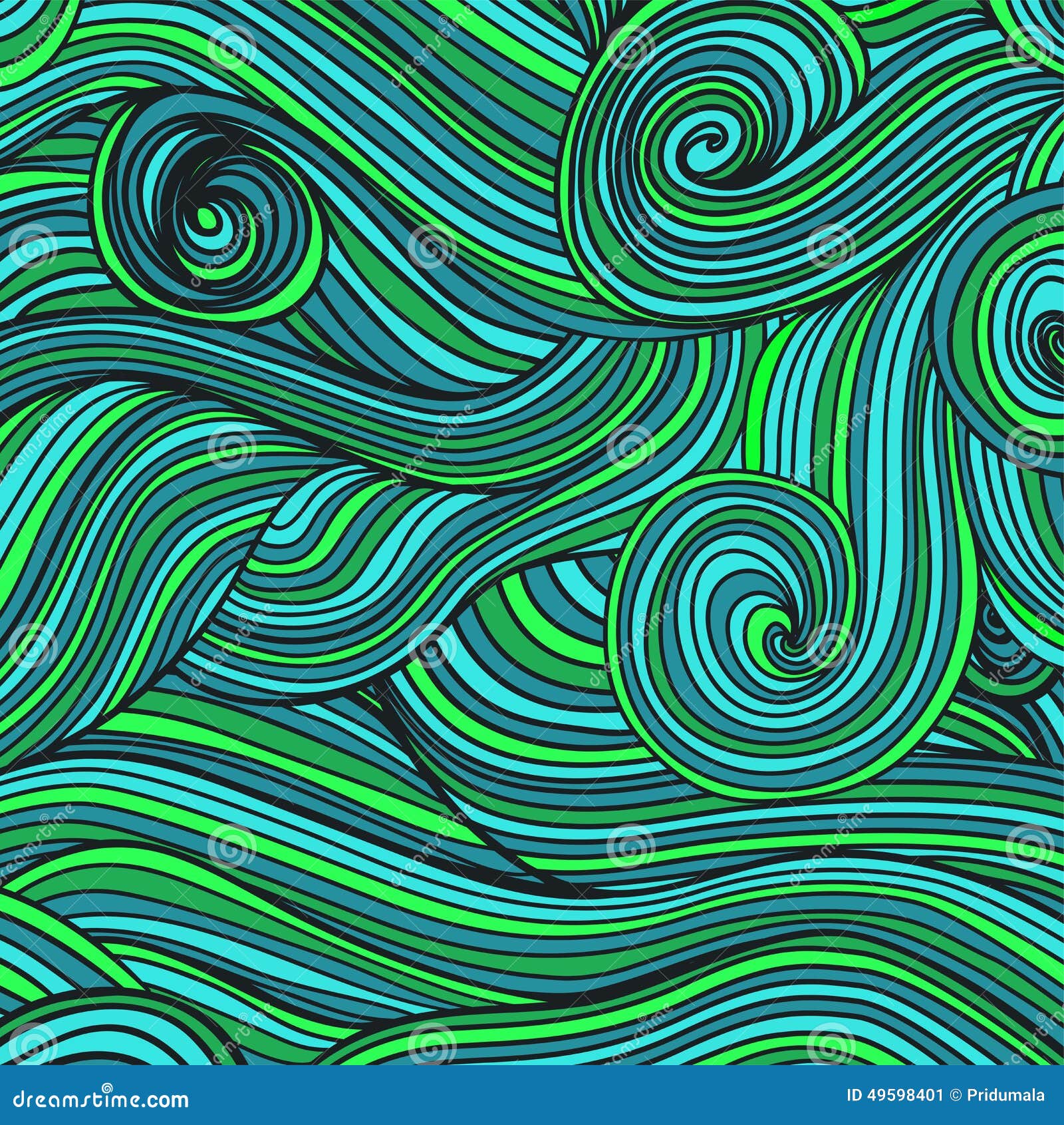 Vector hand-drawn waves stock vector. Illustration of decoration - 49598401