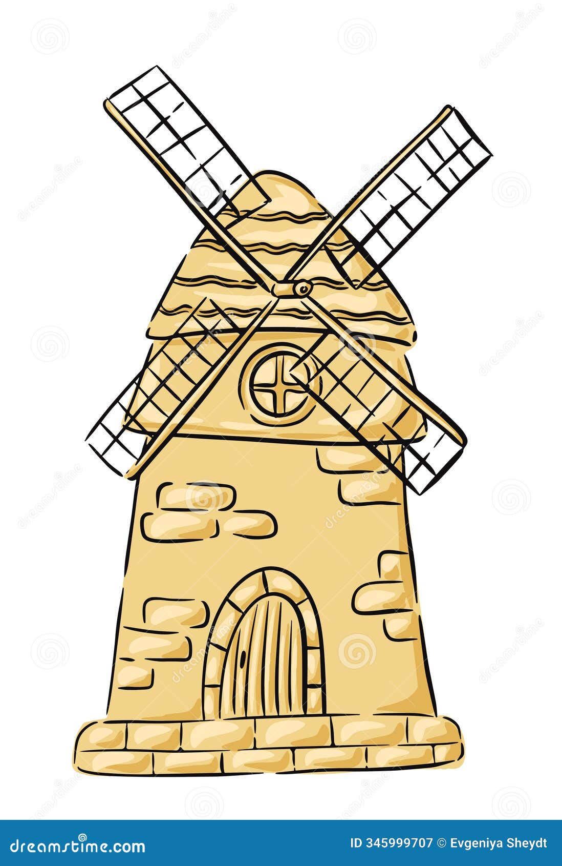 Vector Hand Drawn Windmill Simple Illustration Stock Vector ...
