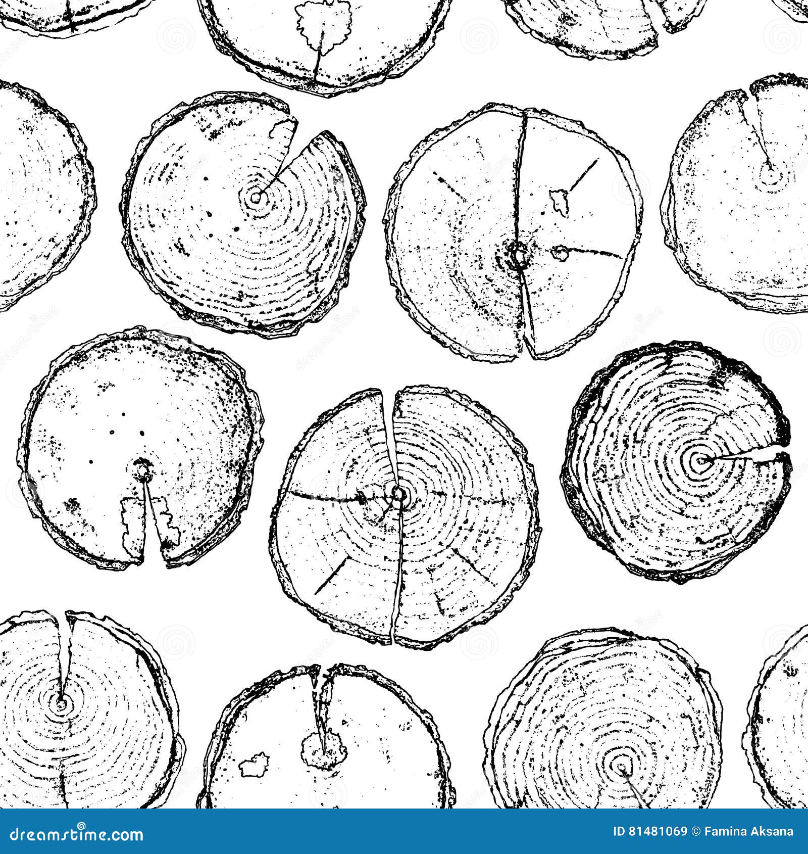 Vector Hand Drawn Wood Seamless Pattern Isolated on White Backdrop ...