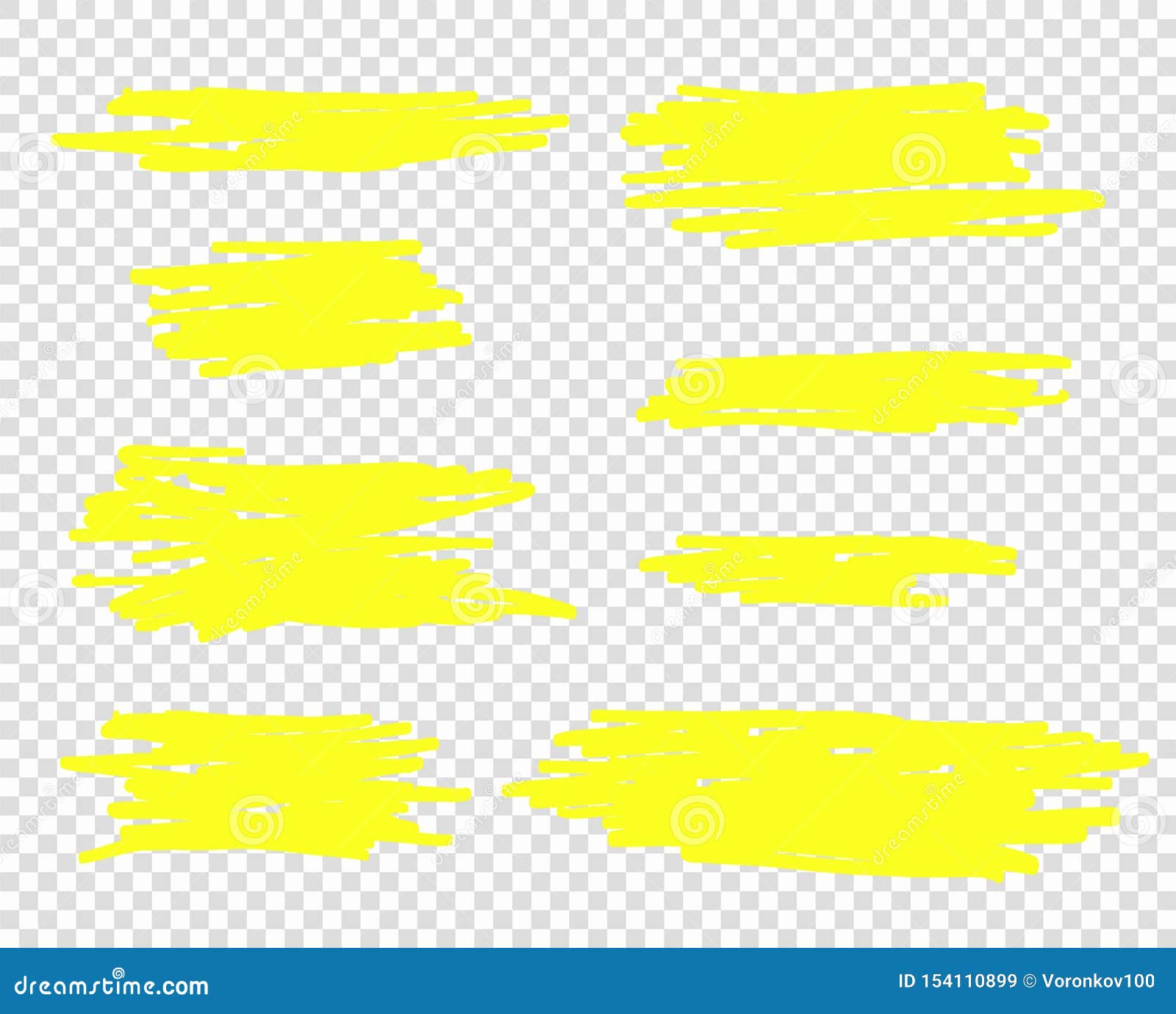 Vector Hand Drawn Yellow Marker or Brush Line. Selection Elements, for ...
